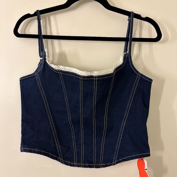 Cider | Tops | Nwt Cider Denim Lace Corset Top | Poshmark